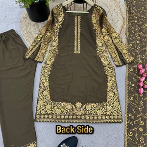 Beautiful Designer Top Pants Suit for Women, Indian Wedding Sangeet ...