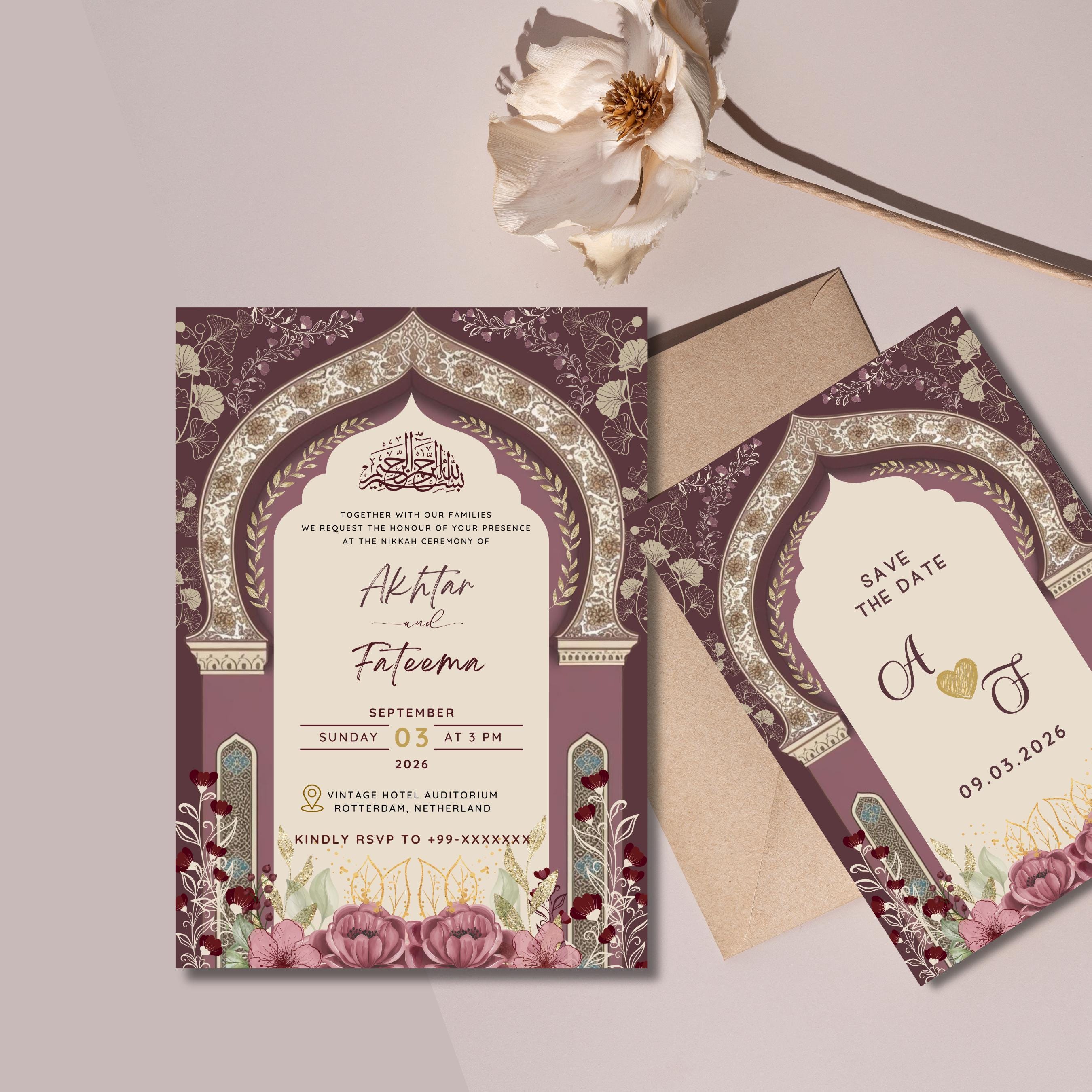 Digital Muslim Wedding Invitation | Islamic Wedding Invitation Download ...