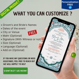 Nikkah Contract Template Blue Frame With Mehr Details Custom Digital ...