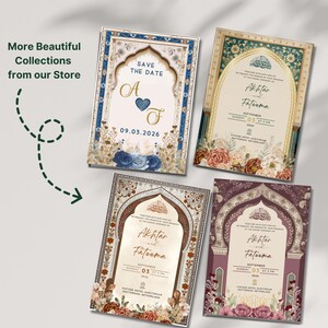 Modern Nikkah Invitation Template: Earth Tone Islamic Wedding Card ...