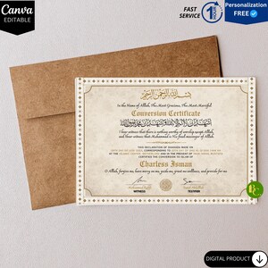 Custom New Muslim Certificate - Islamic Reversion Recognition Shada ...