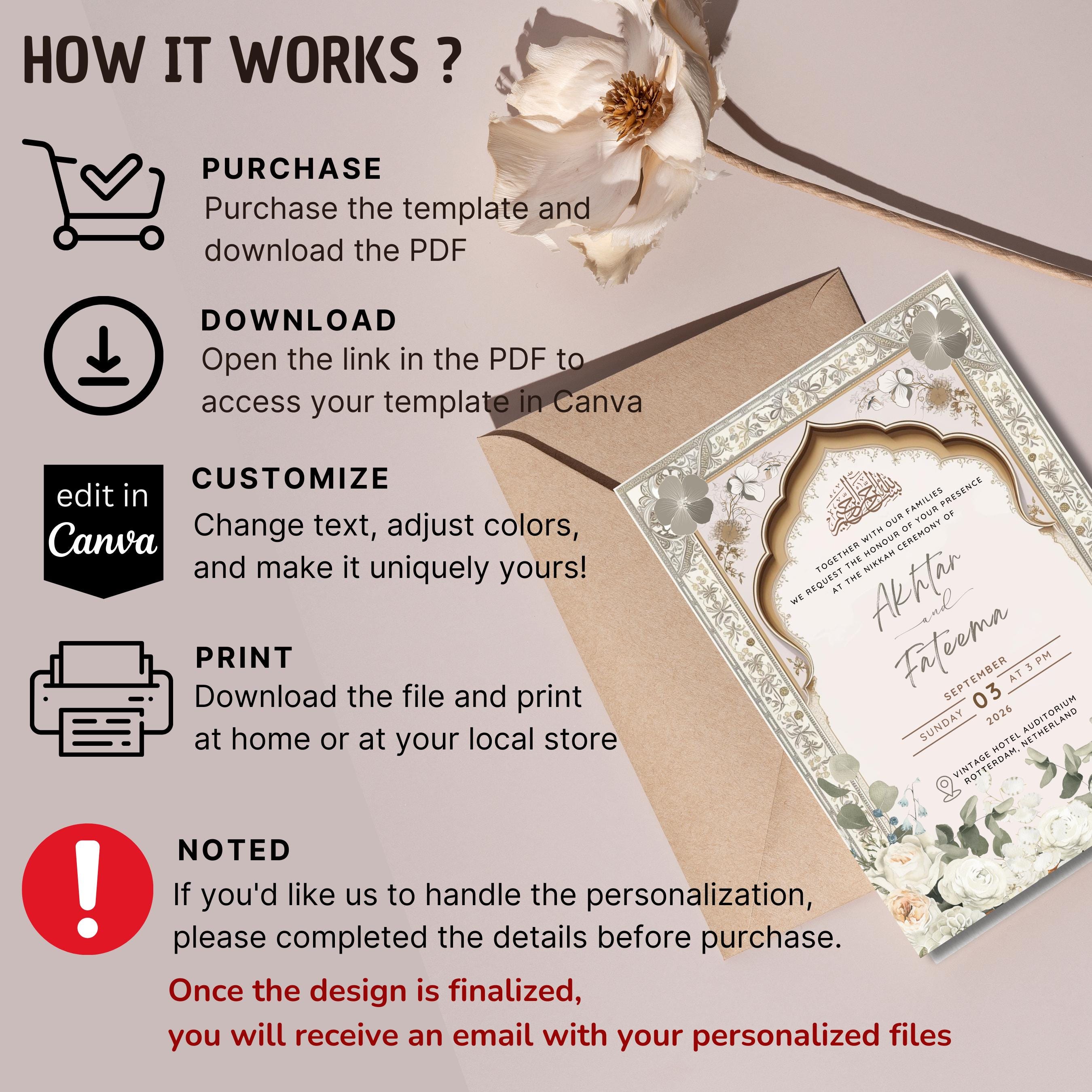 Islamic Wedding Invite Digital Nikkah Invitations Template Muslim ...