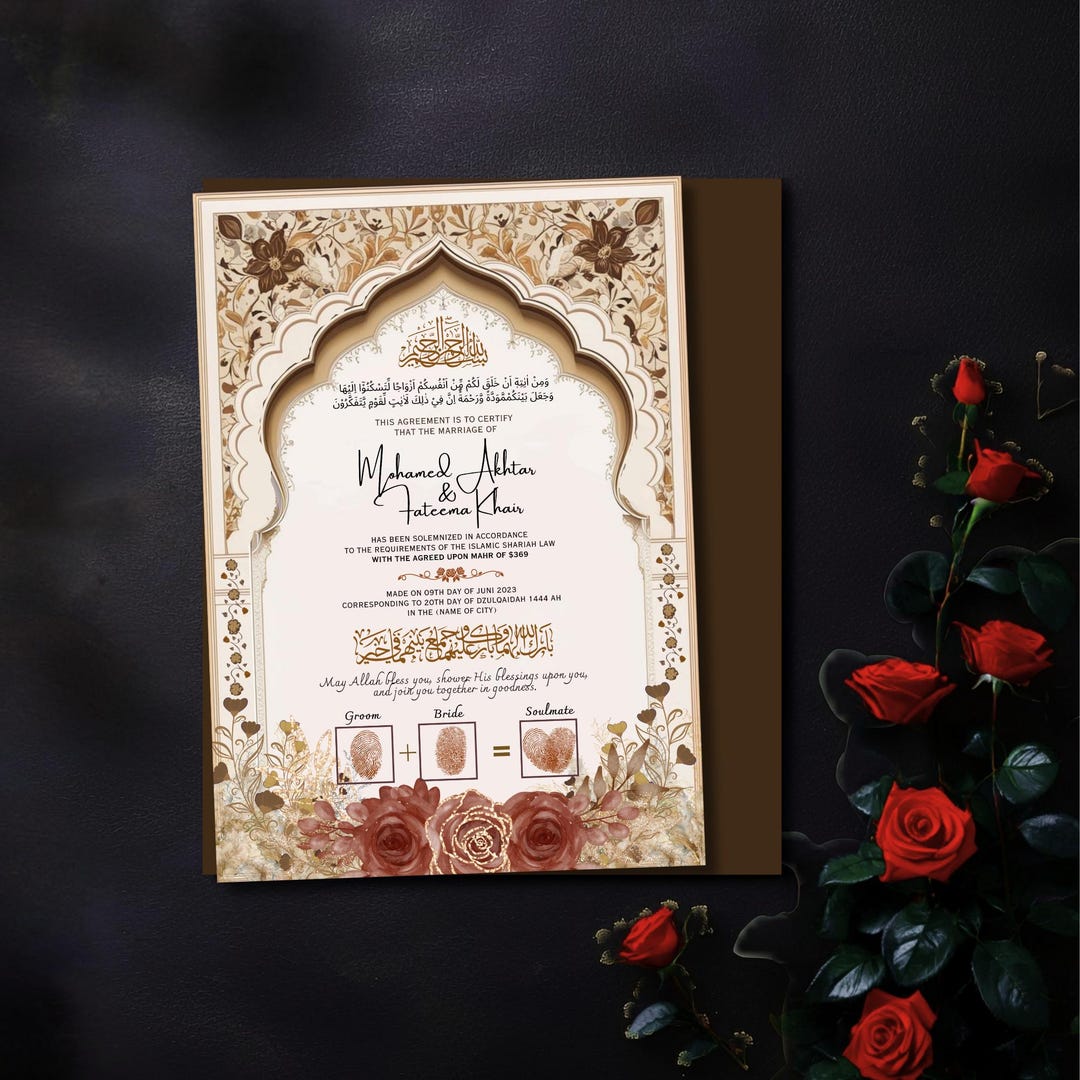 Luxury Nikkah Name Certificate Nikah Contract Digital Nikah Certificate ...