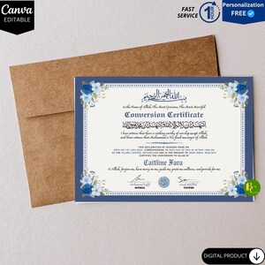 Personalized Muslim Revert Certificate - Islamic Conversion Keepsake ...