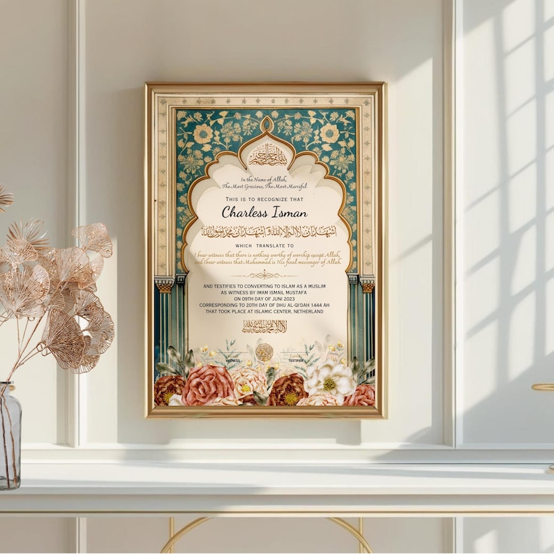 Shahada Certificate Download for Islamic Conversion Shahada Certificate ...