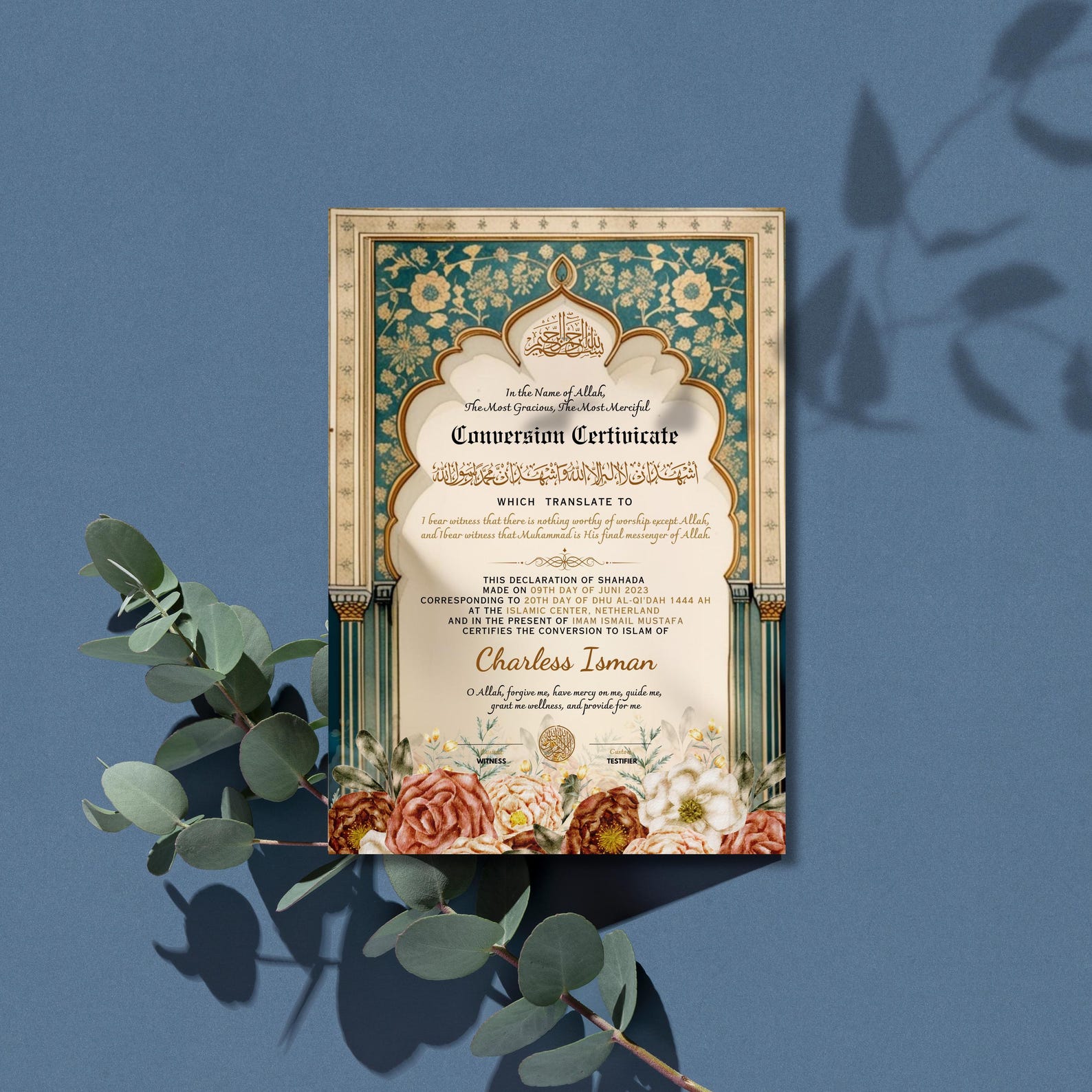 Shahada Certificate Download for Islamic Conversion Shahada Certificate ...