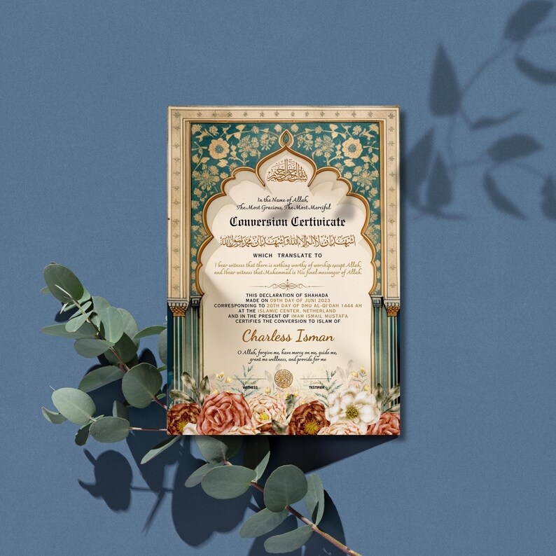 Shahada Certificate Download for Islamic Conversion Shahada Certificate ...