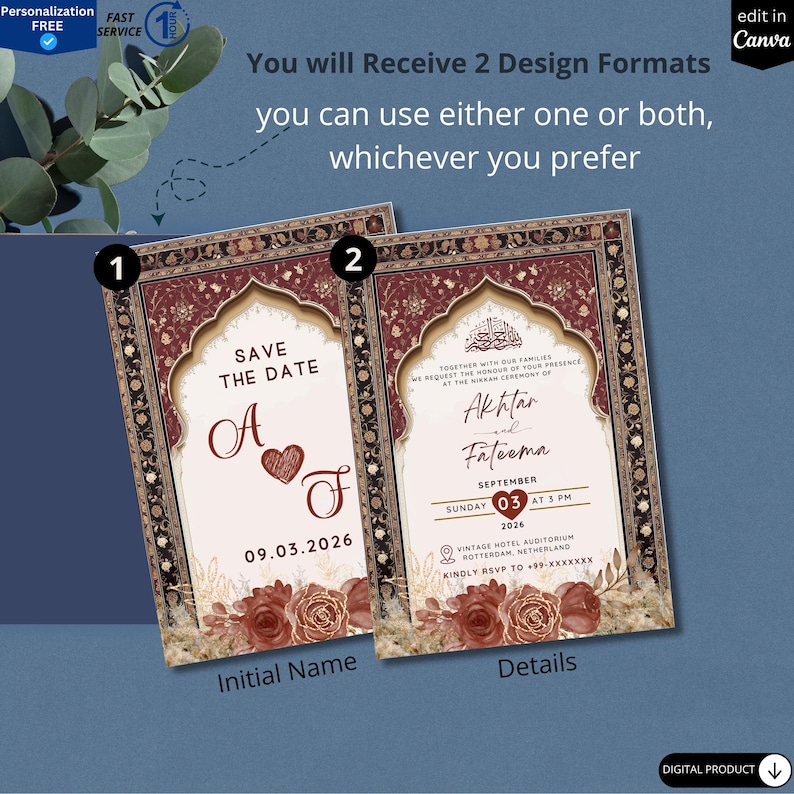 Luxury Nikkah Invitation Template: Elegant Muslim Wedding (digital ...