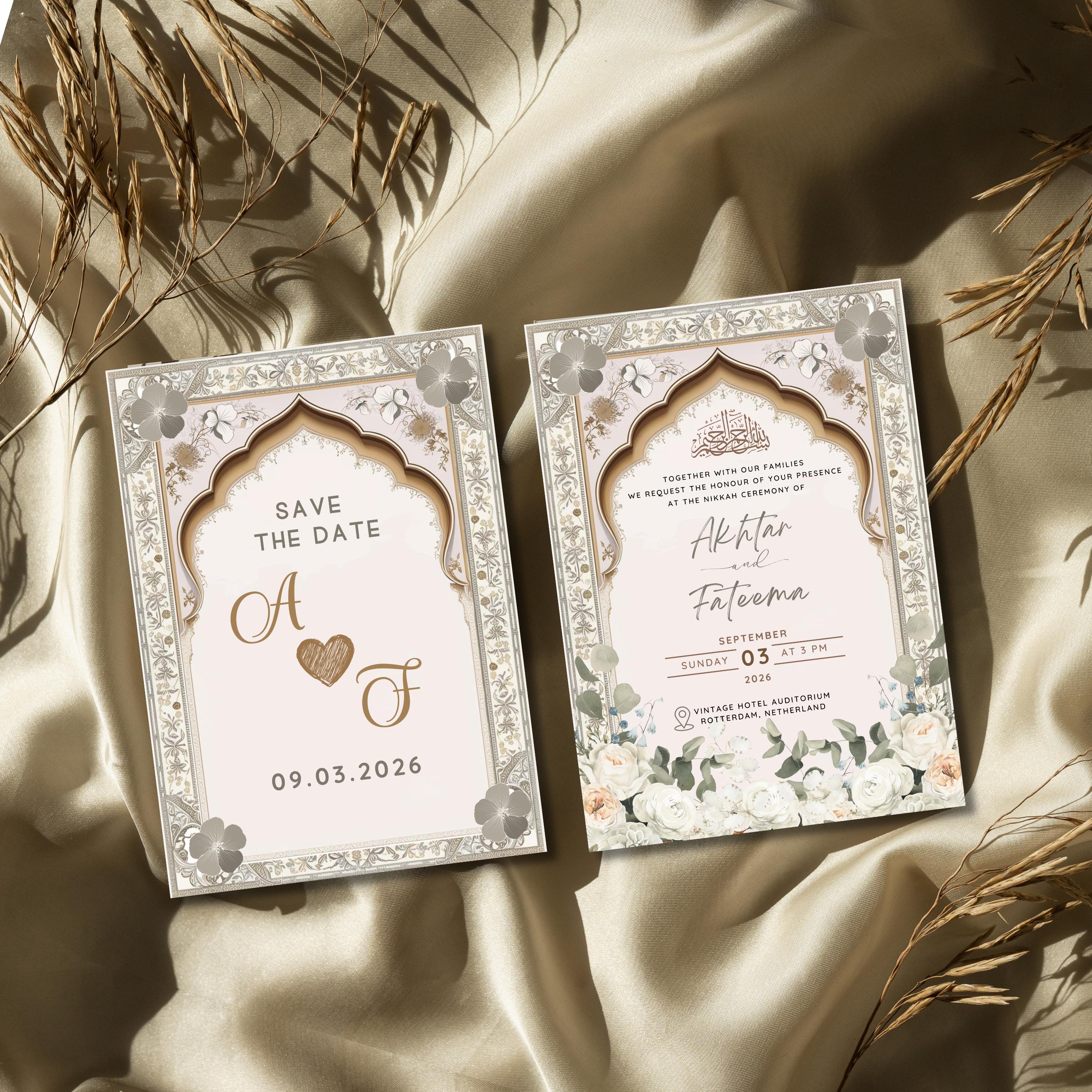 Islamic Wedding Invite Digital Nikkah Invitations Template Muslim ...