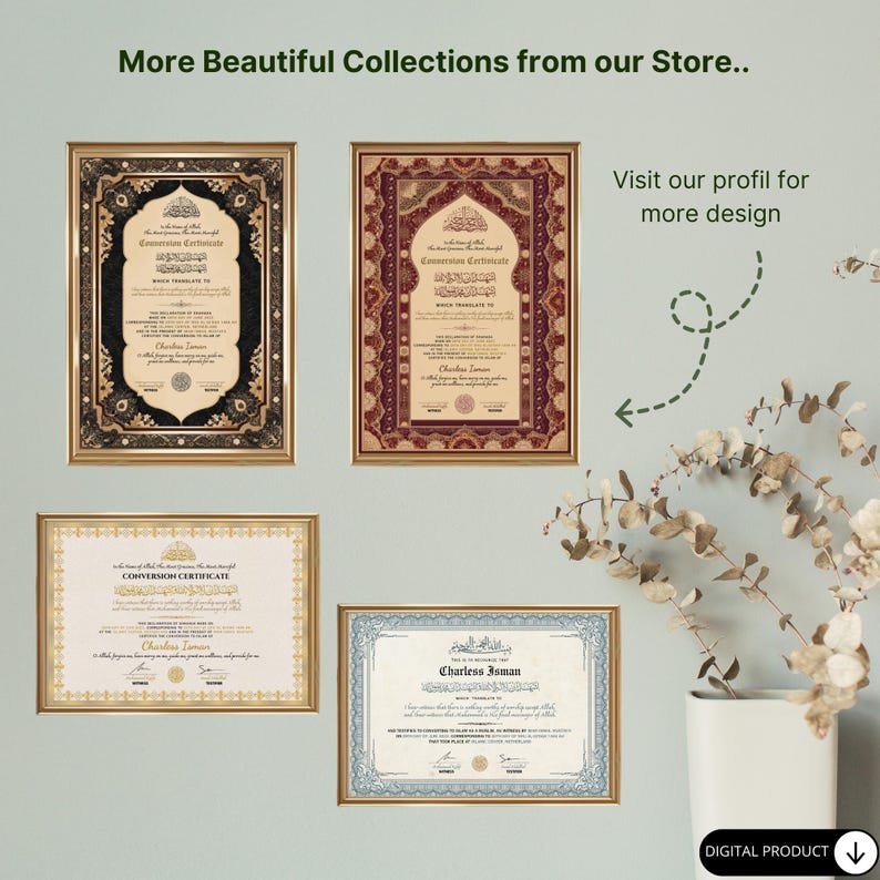 Personalized Shahada Certificate Template: Muslim Conversion Gift ...