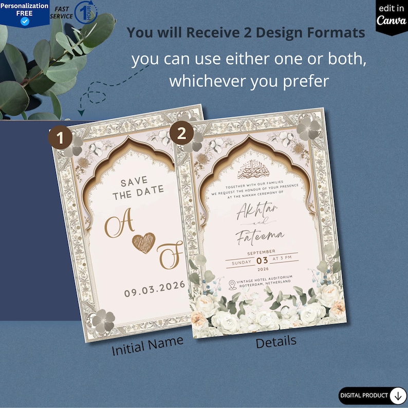 Nikkah Invitation Template | Islamic Wedding Card (digital Download ...