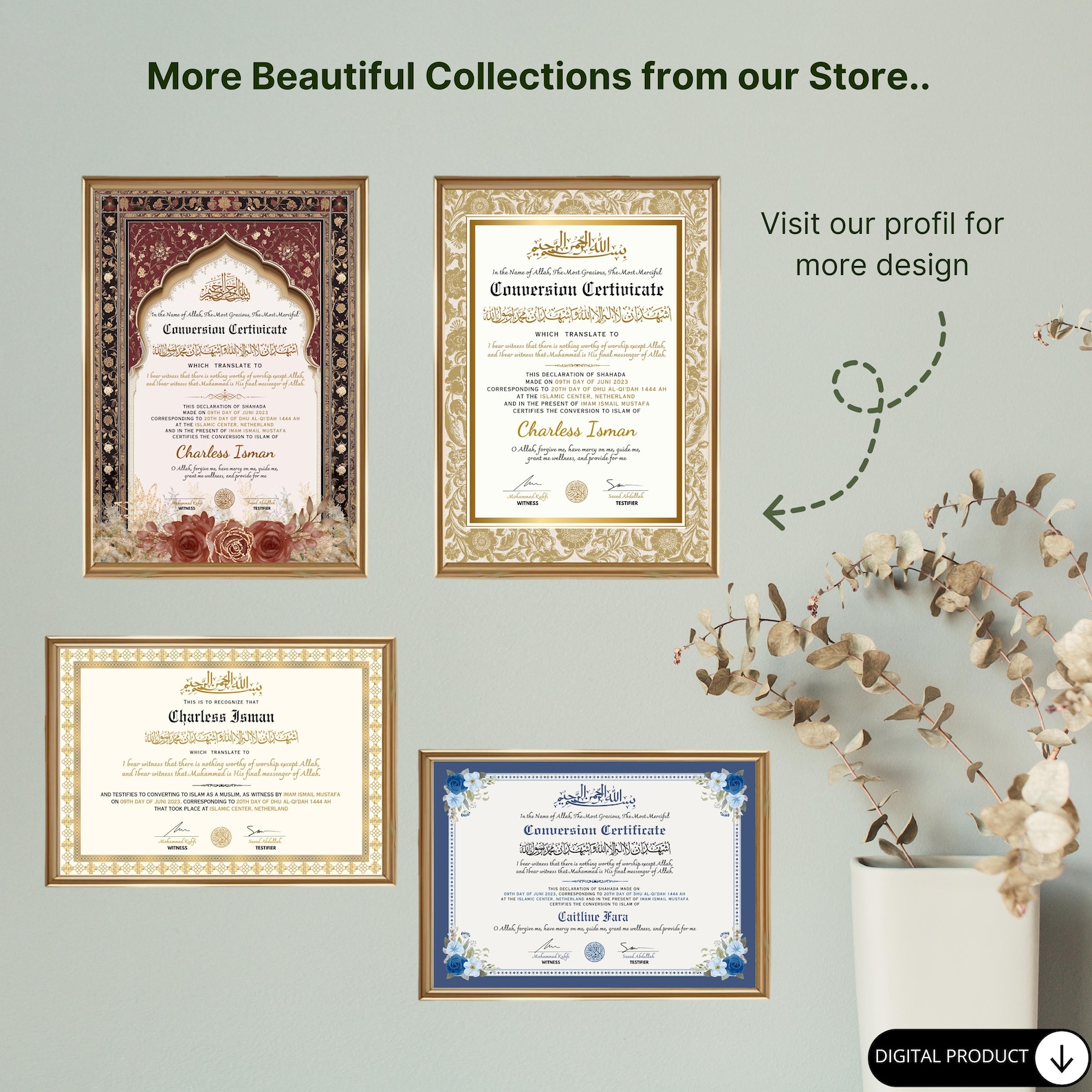 Shahada Certificate Download for Islamic Conversion Shahada Certificate ...