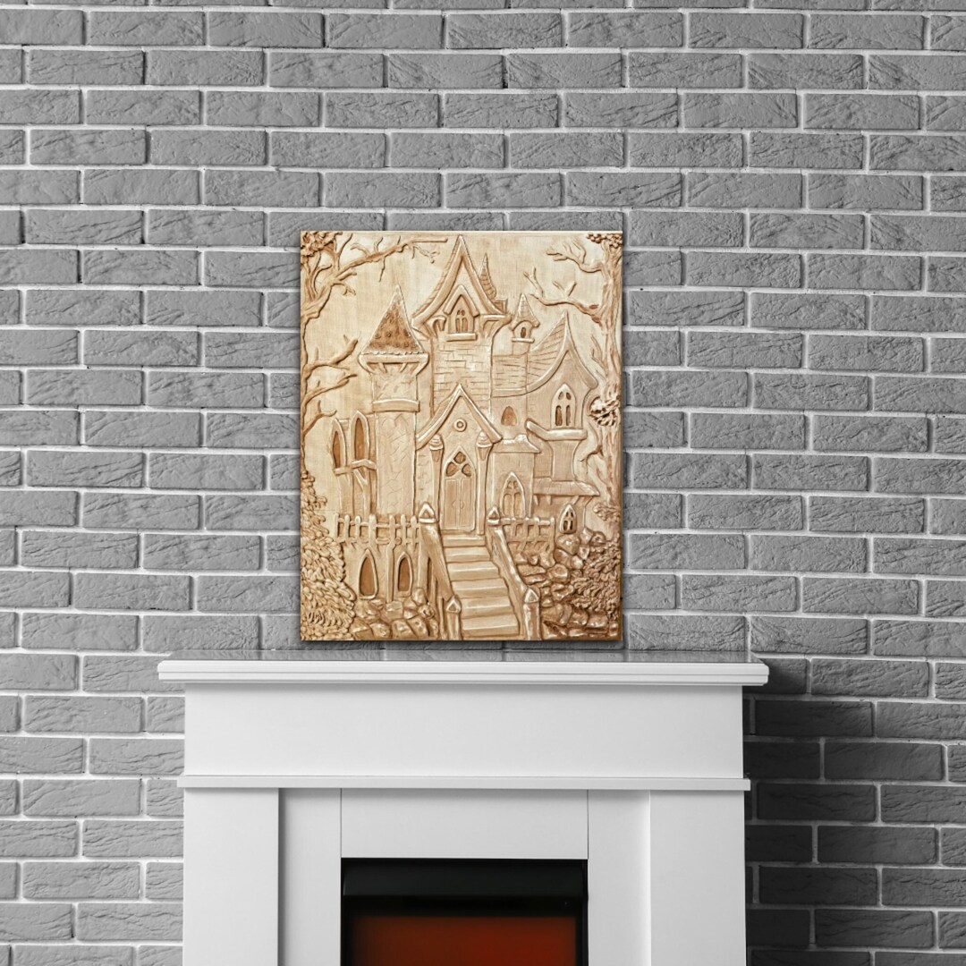 Bas-relief of a Medieval Castle on Canvas Handmade 3D Painting, Home ...