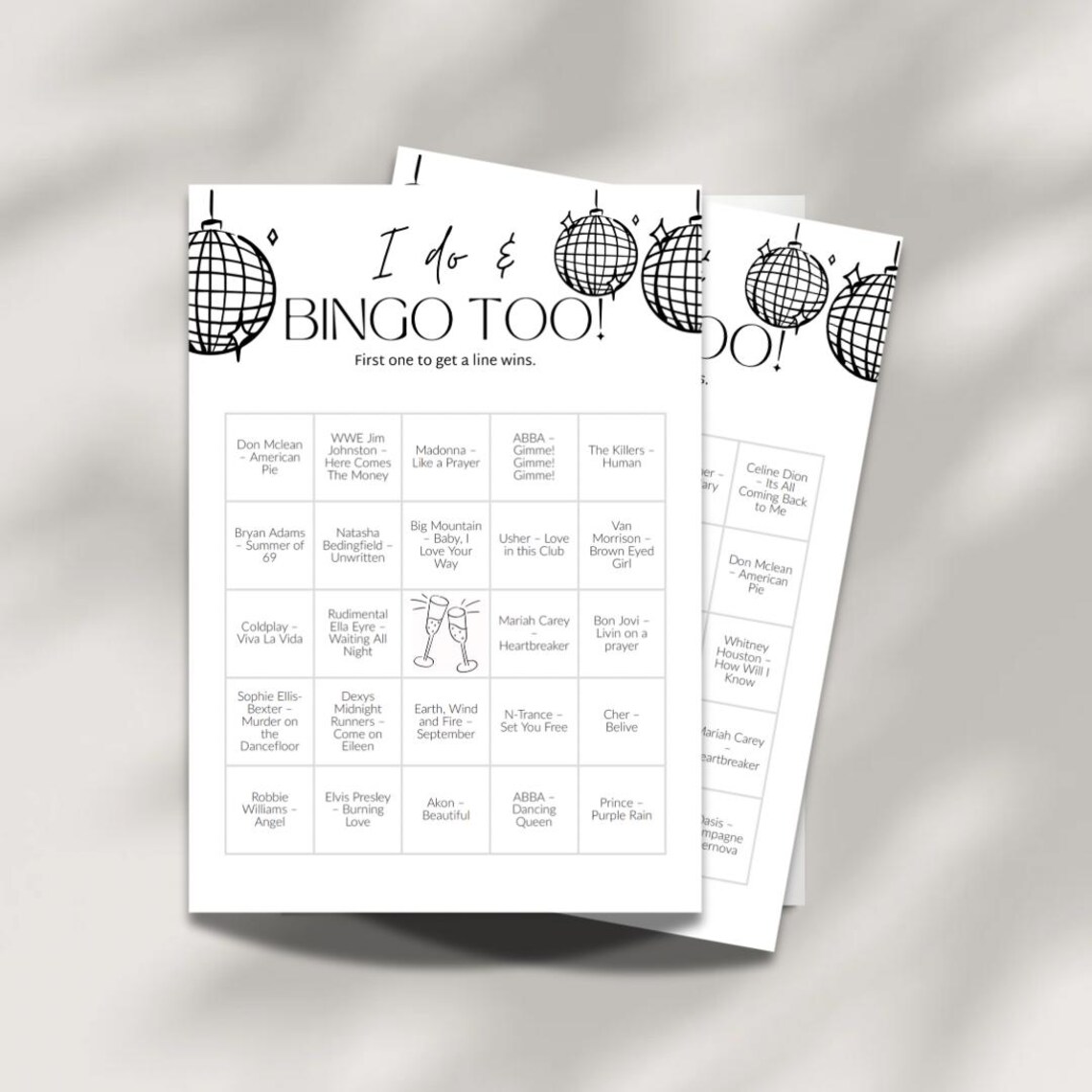 Music Themed Bingo Cards | Bingo for Weddings | Hen Party Games | 31 ...