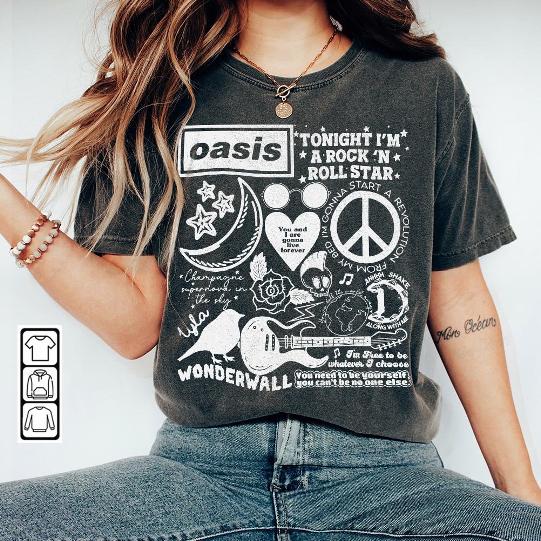 Oasis Doodle Art Shirt Vintage Oasis Album Lyrics Merch Tee - Etsy