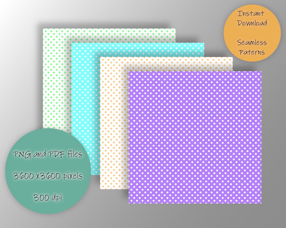Pastel Polka Dots Patterned Digital Paper, Craft Paper, Scrapbook Paper ...