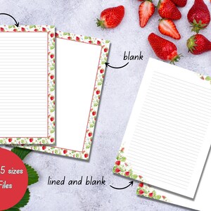 Sweet Strawberry Stationery, Printable Notepaper, Instant Download ...