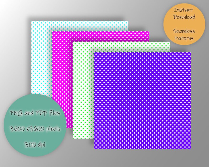 Bright Polka Dots Patterned Digital Paper, Craft Paper, Scrapbook Paper ...