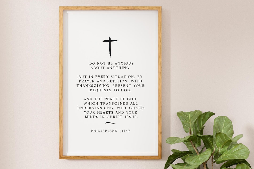 Philippians 4:6-7 | Printable Bible Verse Wall Art | Inspirational ...