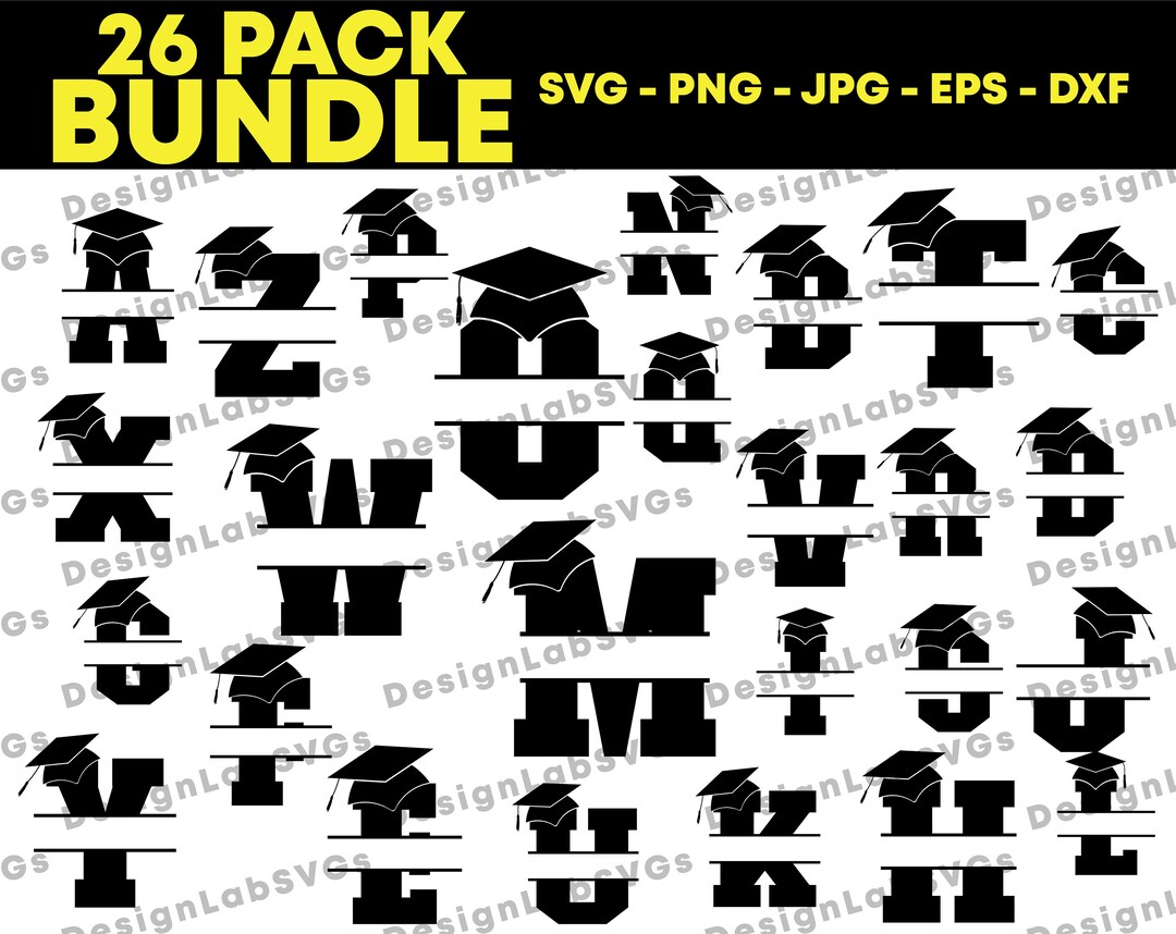 Graduation Split Monogram Bundle - Instant Digital Download - SVG, PNG ...