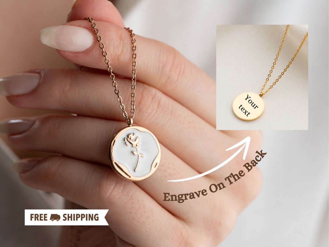 Personalized Hidden Message Necklace, Rose Design Pendant With Custom ...