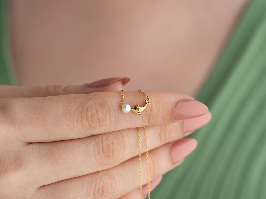 Ocean's Grace: Pearl & Dolphin Necklace, Cute Dolphin Pearl Necklace ...