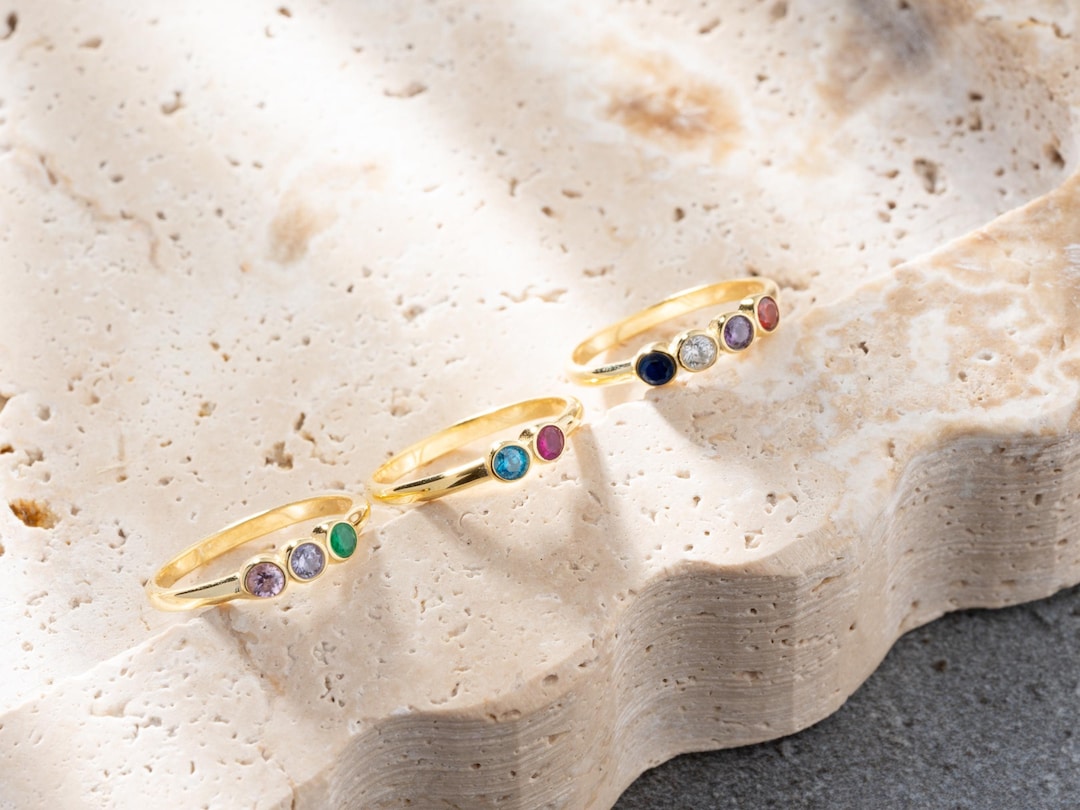Multi Birthstone Ring, Family Birthstone Rings, Personalized Gift for ...