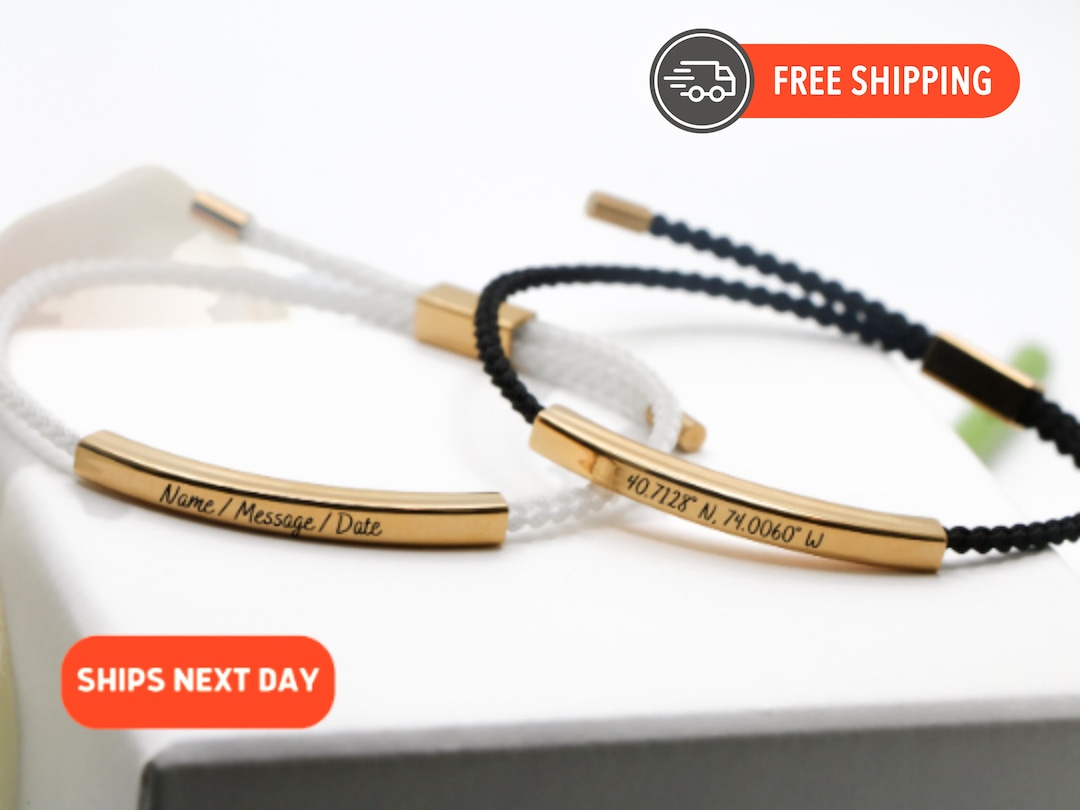 Personalized Engraved Matching Couple Bracelet, Bracelet for Her ...