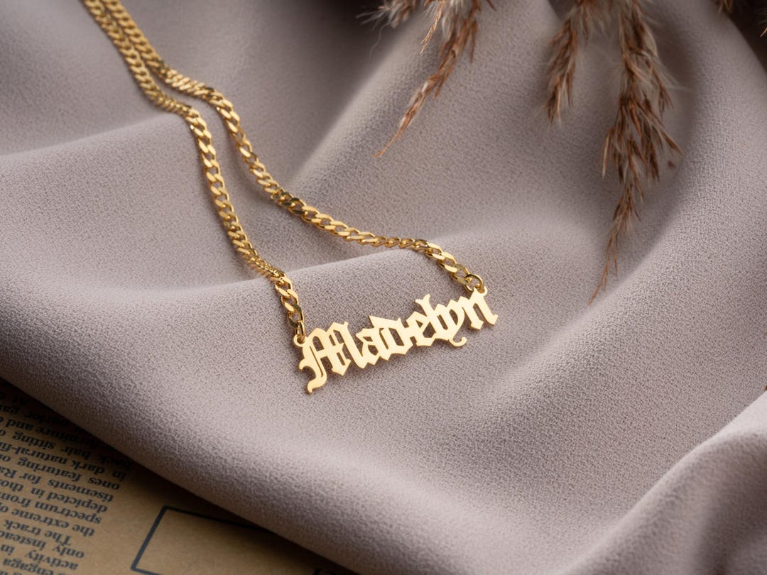 14K Gold Personalized Name Necklace With Curby Chain, Handmade Jewelry ...