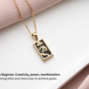 Gold Tarot Card Necklace, Sun Star Moon Magician Pendant Necklace ...