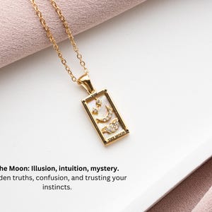 Gold Tarot Card Necklace, Sun Star Moon Magician Pendant Necklace ...