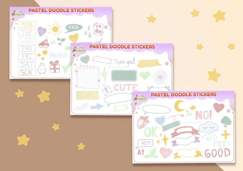 Cute Doodle Stickers Digital Planners Pages for Digital Apps Goodnotes ...