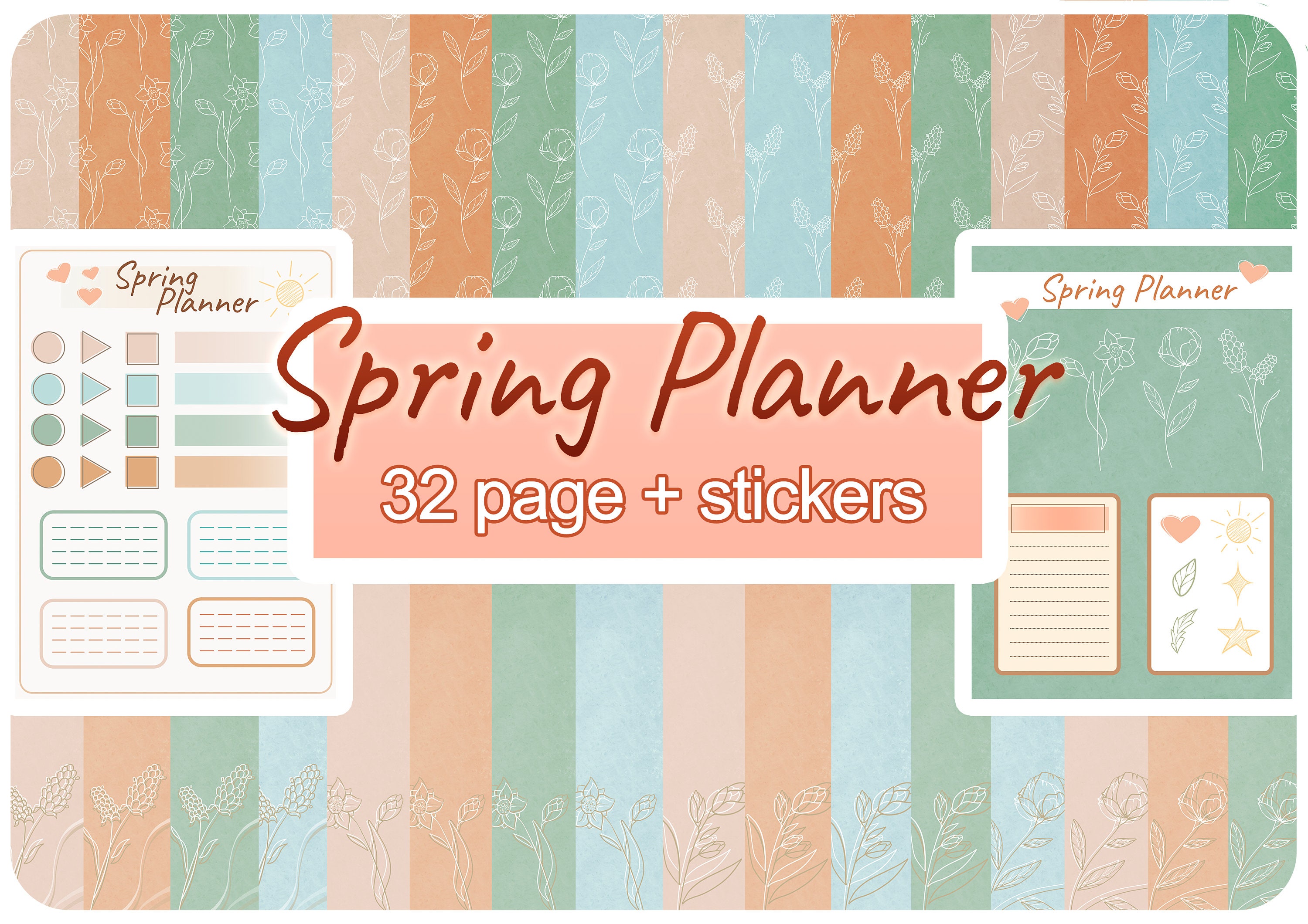 Spring Flowers Planner Printable Spring Flower Bundle Flowers Note ...