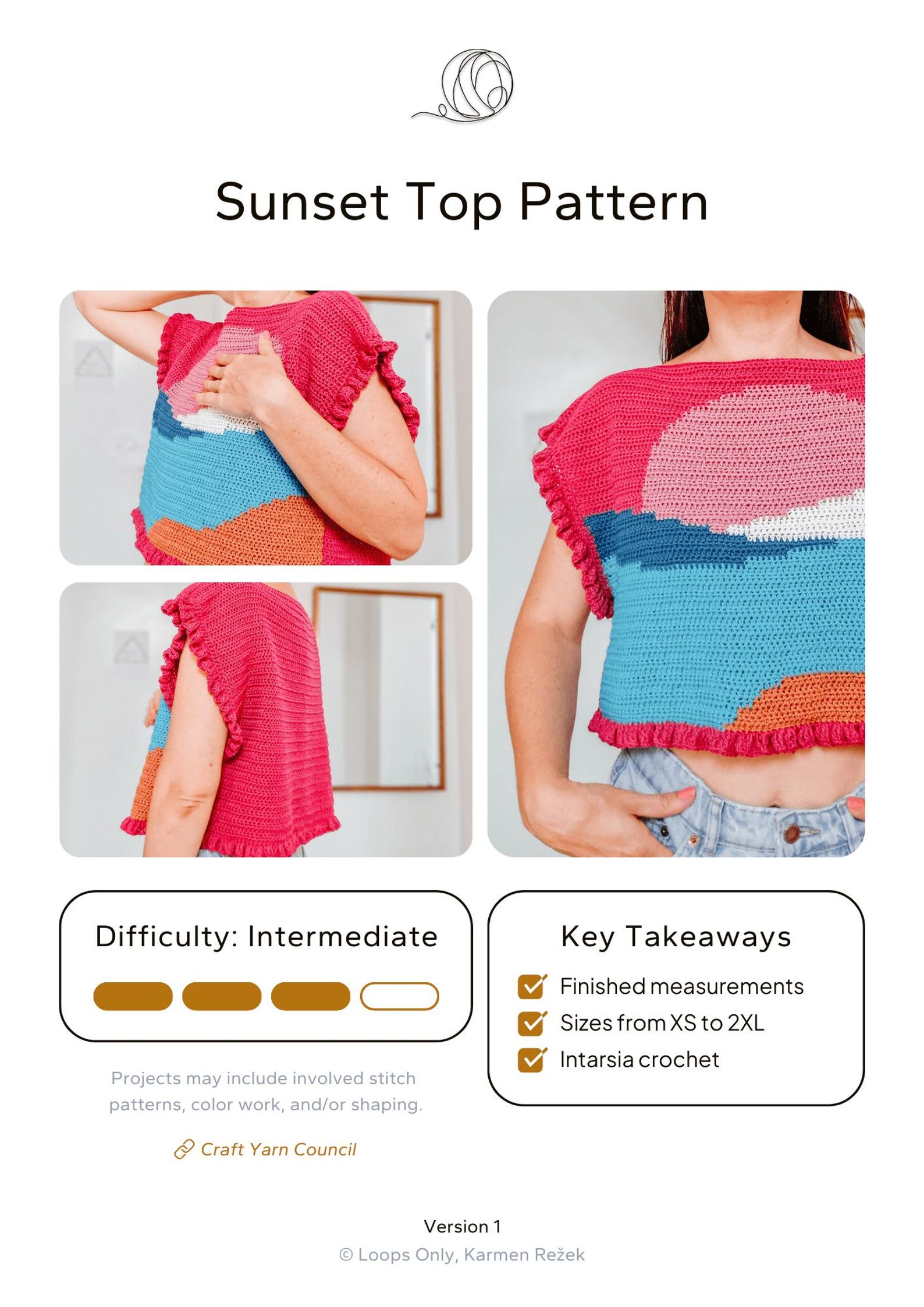 Sunset Top Crochet Pattern | PDF Download | DIY Fashion | Summer and ...