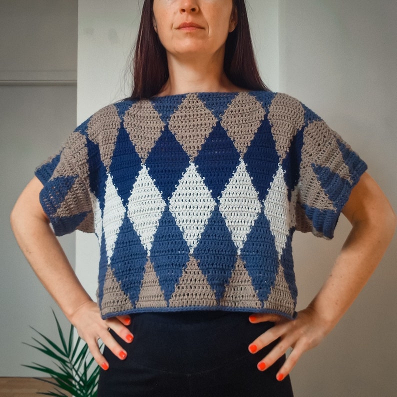 Color Fusion Diamond Top Pattern PDF Download DIY Fashion Oversized ...