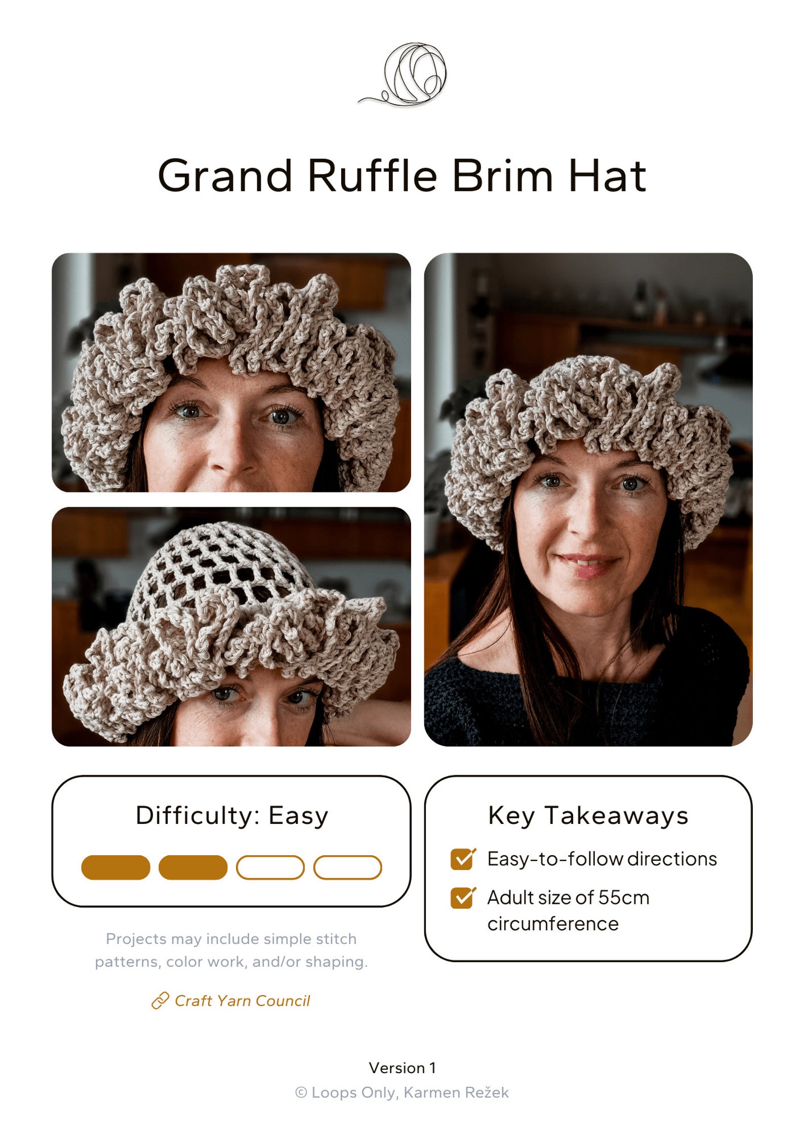 Grand Ruffle Brim Hat Pattern | PDF Download | DIY Fashion | Summer and ...