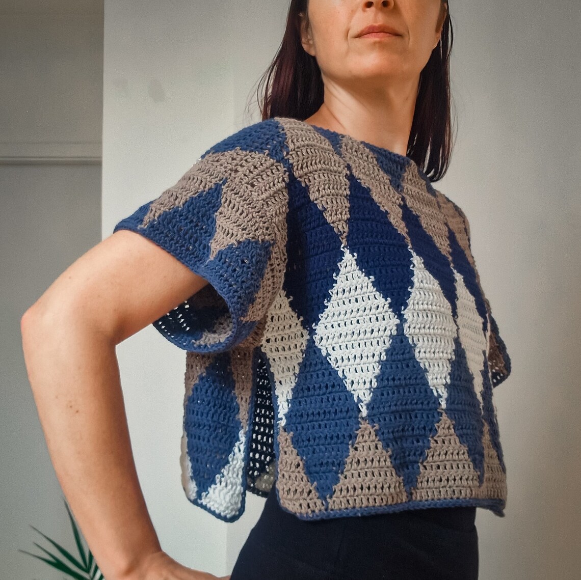 Color Fusion Diamond Top Pattern PDF Download DIY Fashion Oversized ...