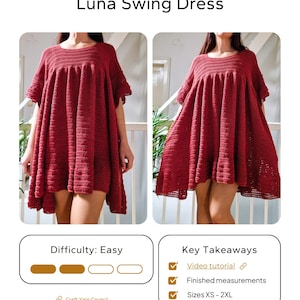 Luna Swing Dress Crochet Pattern: Modern Tunic, XS-2XL (PDF Download ...