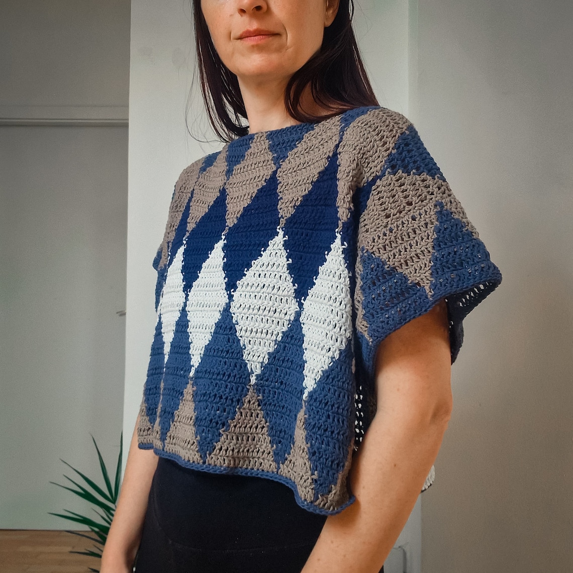 Color Fusion Diamond Top Pattern PDF Download DIY Fashion Oversized ...