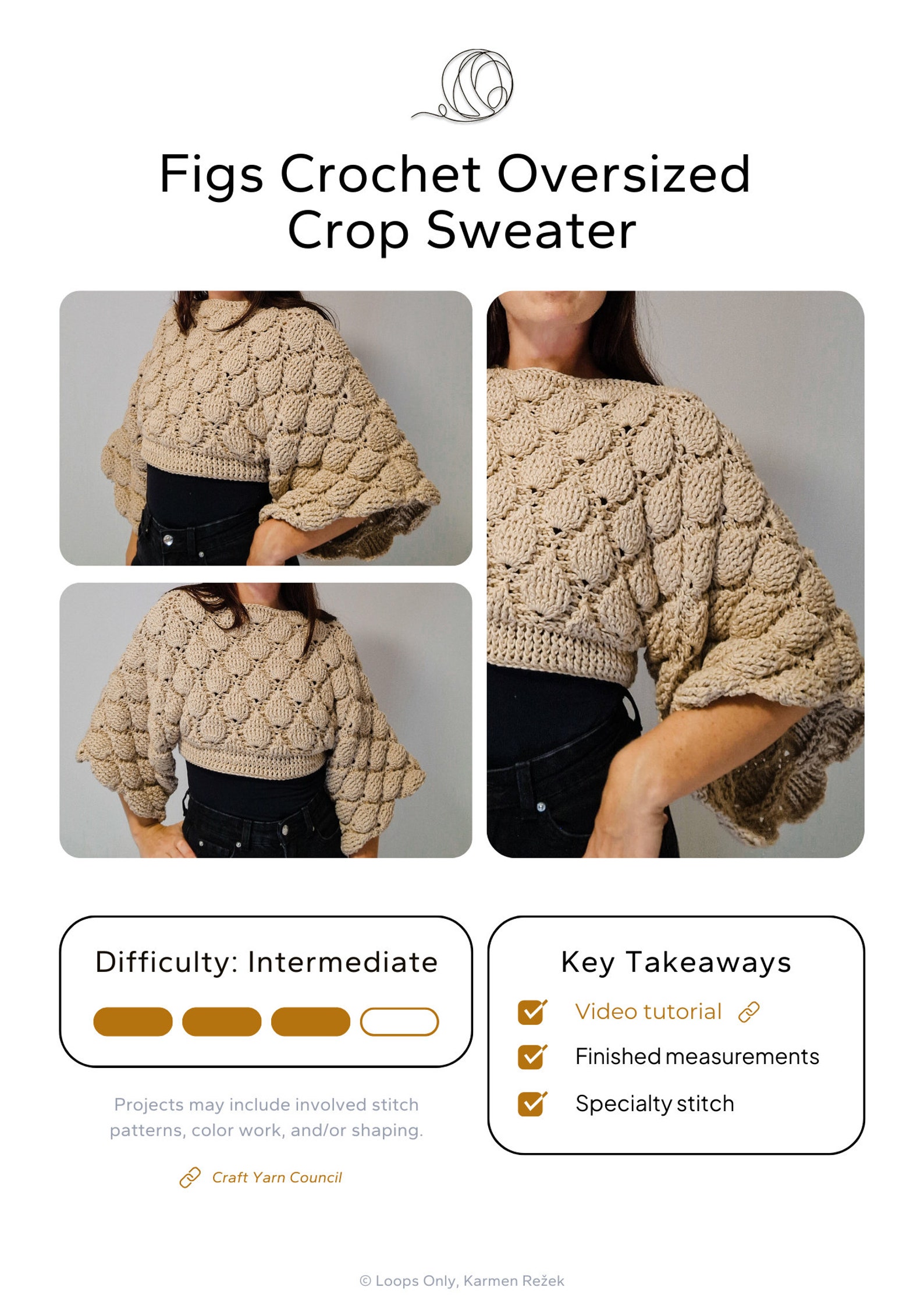 Figs Crochet Oversized Crop Sweater | Youtube Video Tutorial | PDF ...