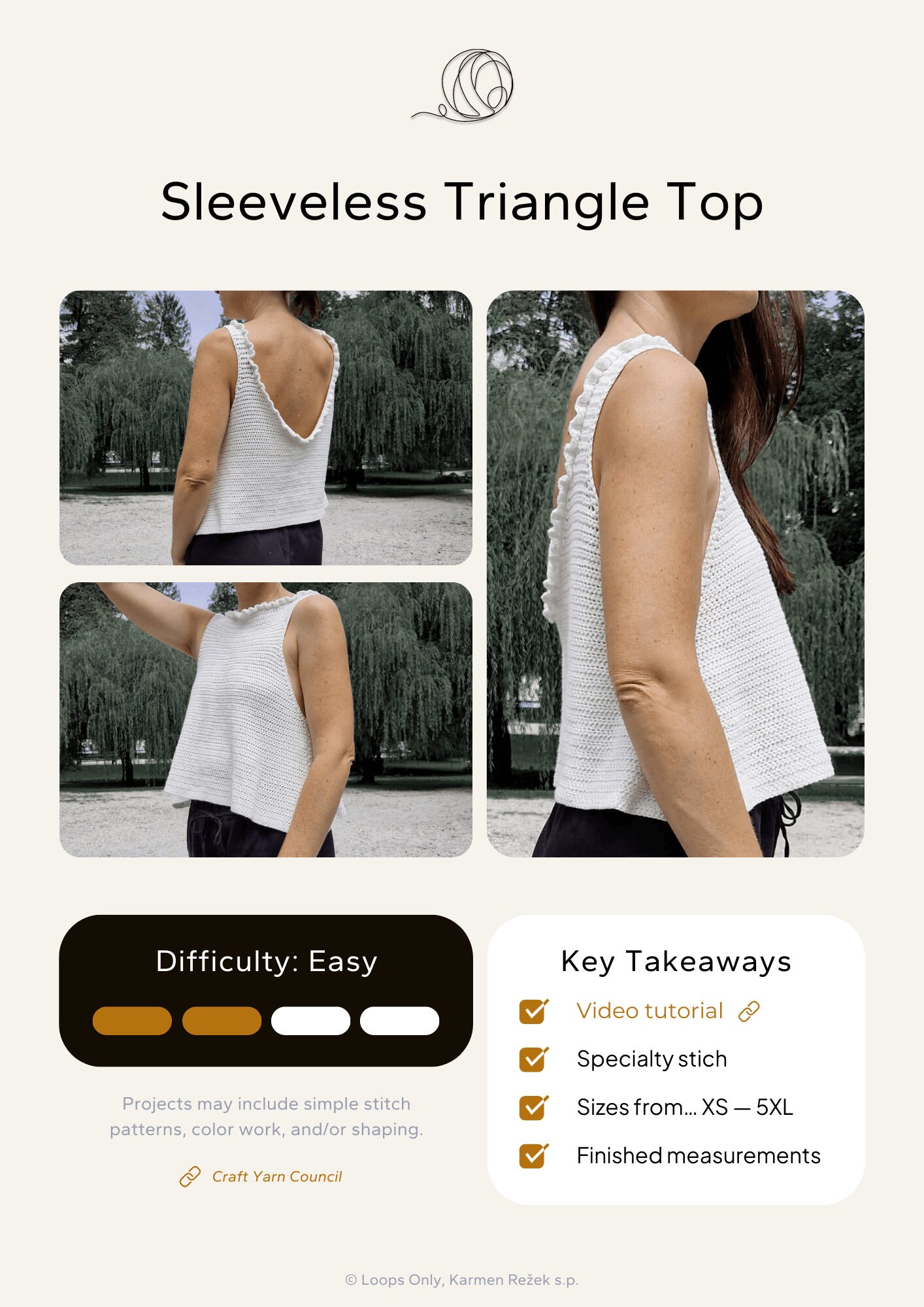 Sleeveless Triangle Top Crochet Pattern | Free Video Tutorial | Ruffle ...