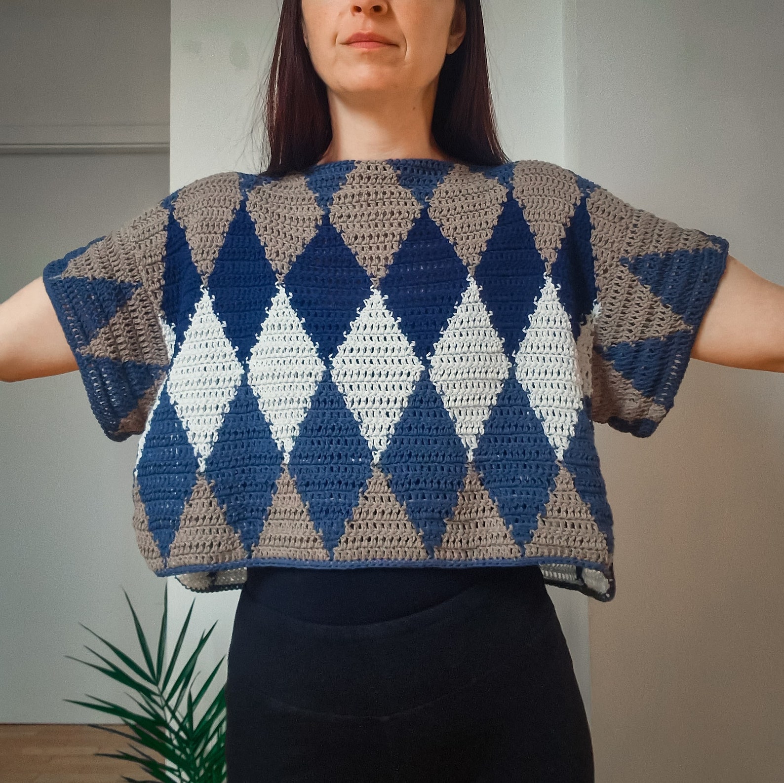 Color Fusion Diamond Top Pattern PDF Download DIY Fashion Oversized ...