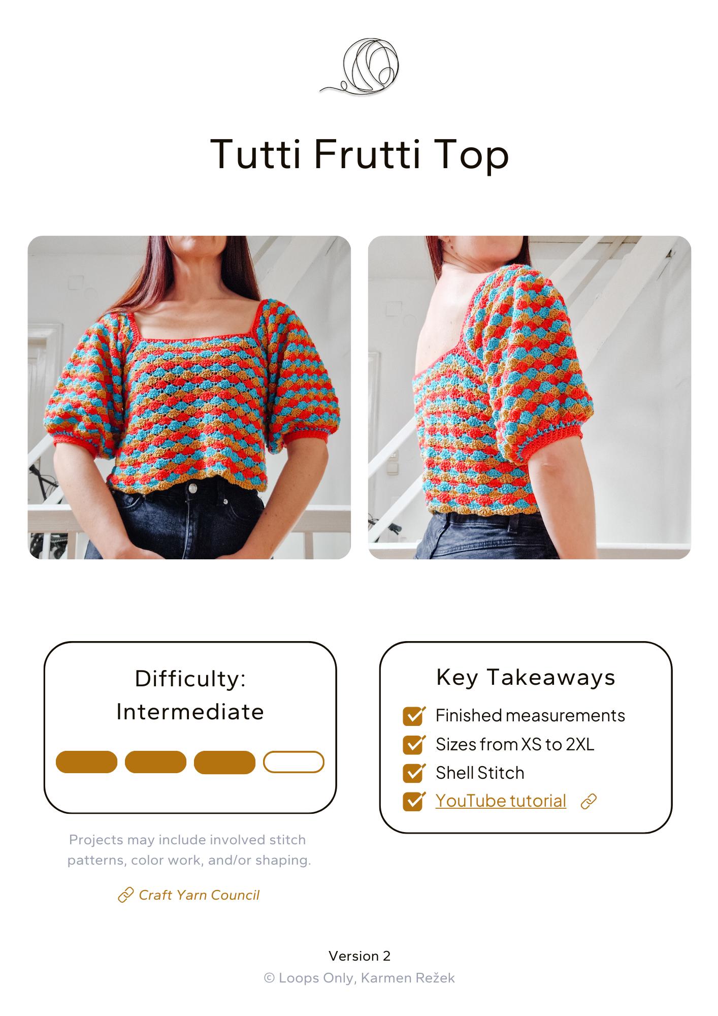 Tutti Frutti Crochet Top Pattern: Retro Shell Stitch (PDF Download ...