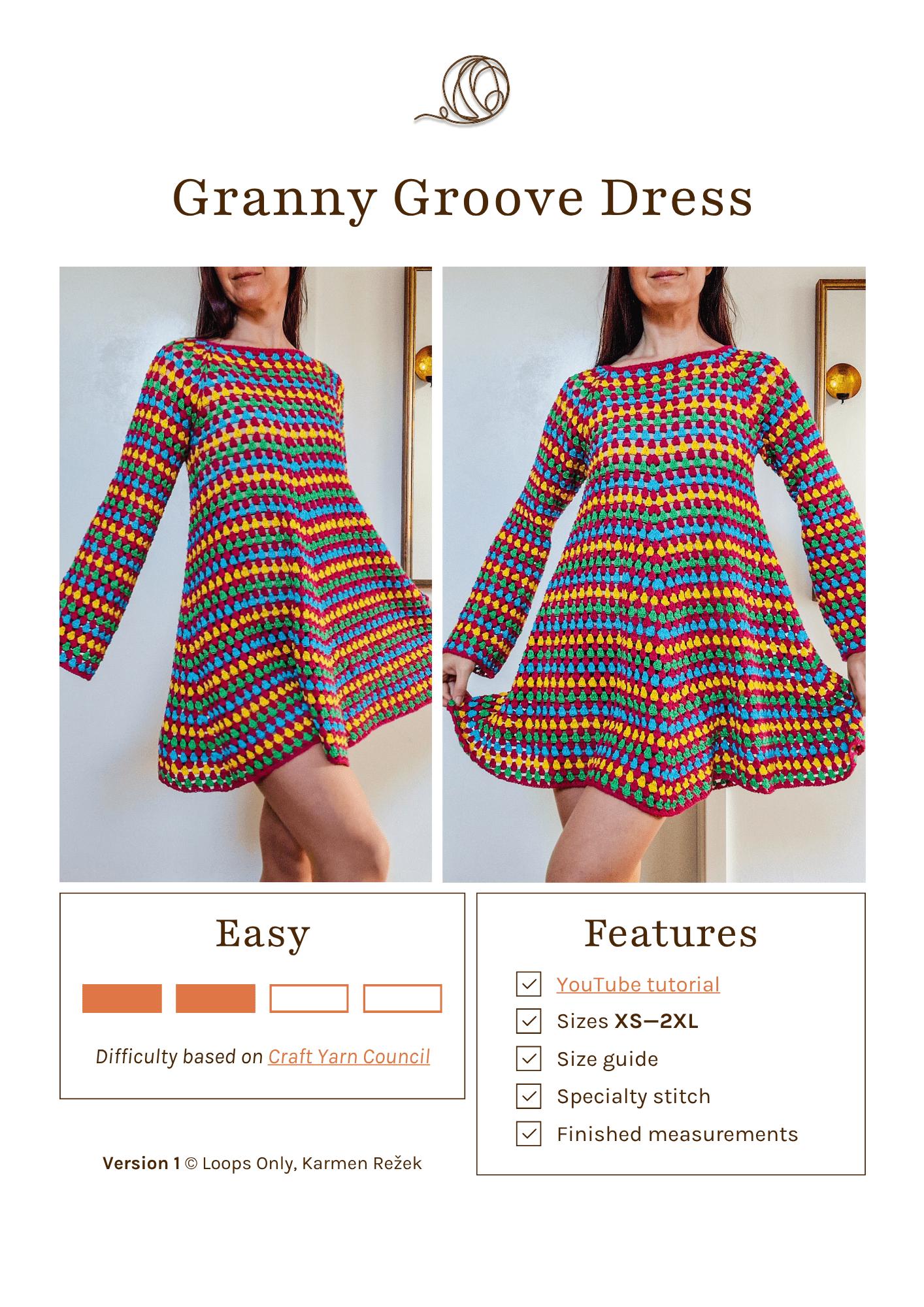 Granny Groove Dress Crochet Pattern: Raglan Bell Shape (PDF Pattern ...