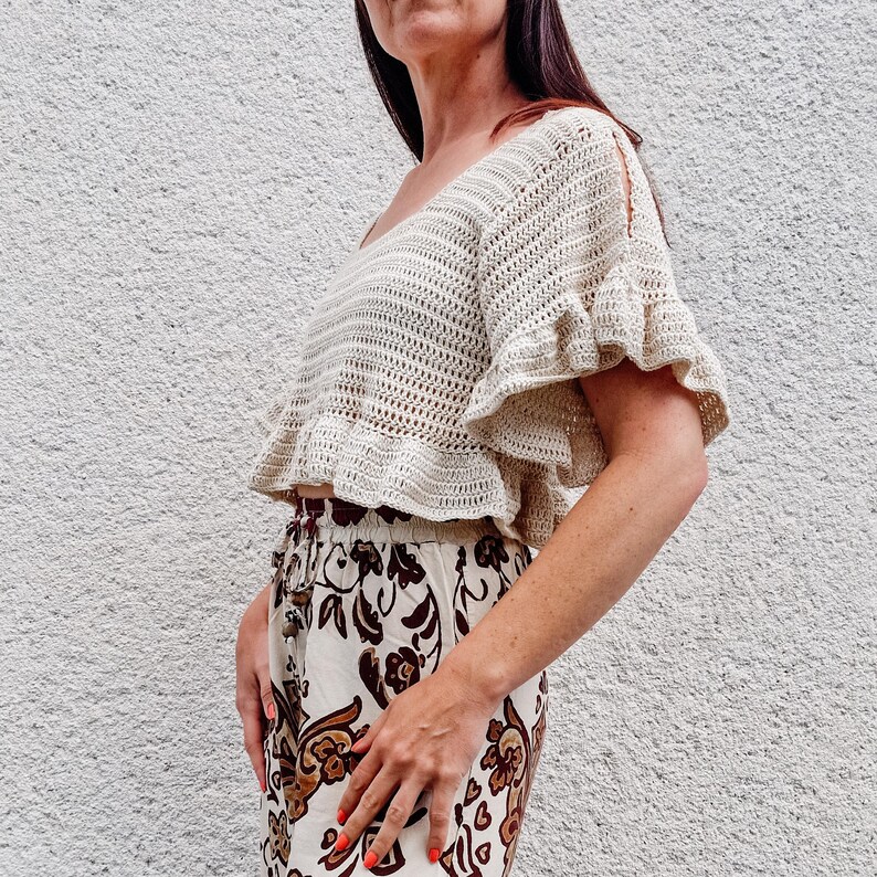 Ruffle Me up Top Crochet Pattern (PDF + Video Tutorial) | XS–2XL | Easy ...