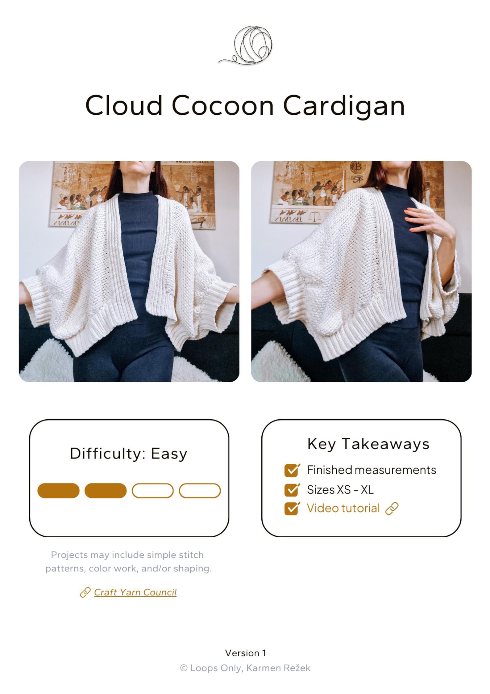 Cloud Cocoon Cardigan Crochet Pattern | Pdf Download | XS-XL | Cozy ...