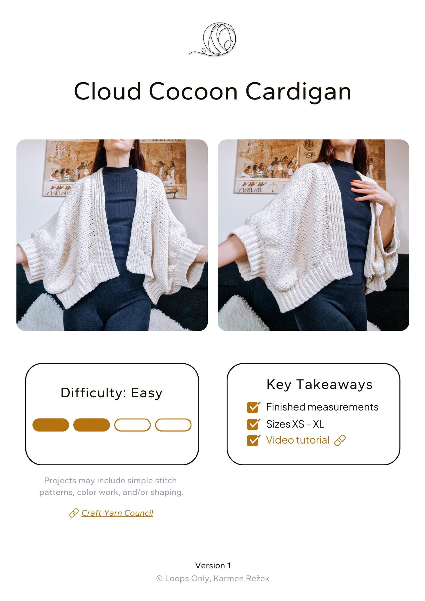 Cloud Cocoon Cardigan Crochet Pattern | Pdf Download | XS-XL | Cozy ...