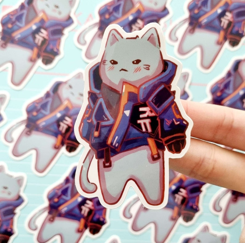 Yoru Valorant Inspired Cat Die-cut Sticker Cat Vinyl Sticker - Etsy