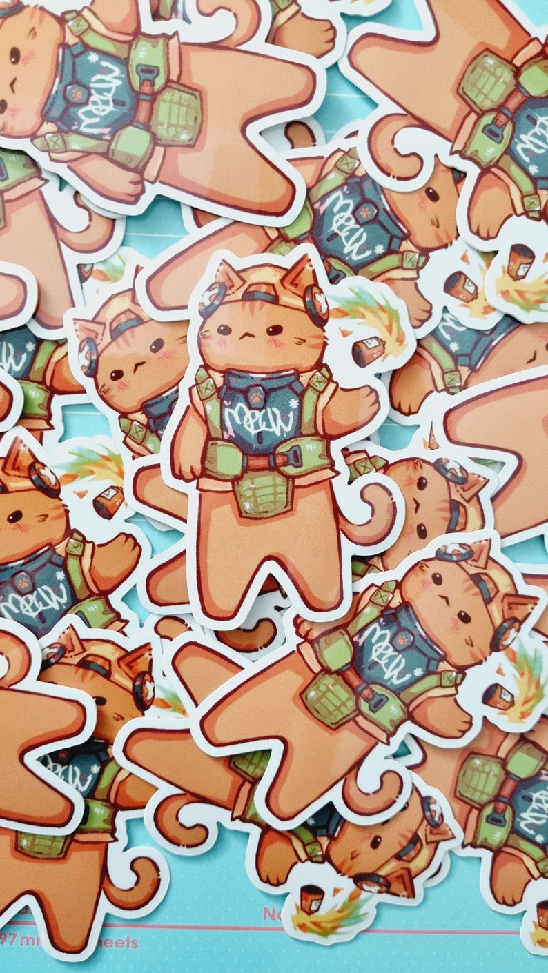 Raze Valorant Inspired Cat Die-cut Sticker | Cat Vinyl Sticker - Cat ...