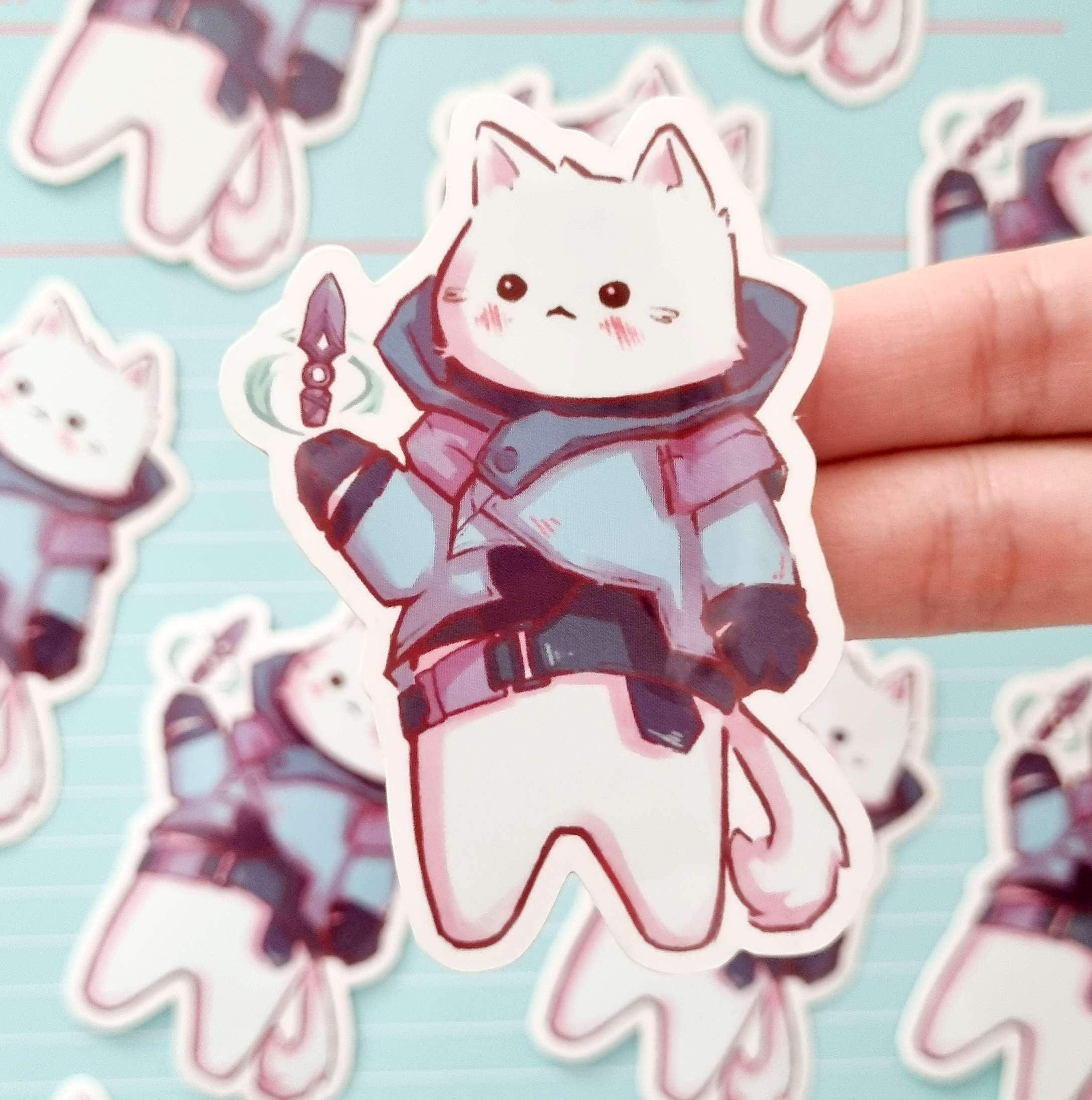 Jett Valorant Inspired Cat Die-cut Sticker Cat Vinyl Sticker Cat Decal Animal Sticker Kawaii ...